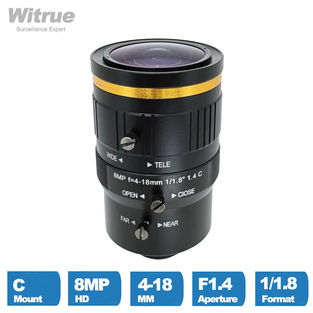 Witrue-HD-4K-8-Megapixel-C-Mount-Varifocal-CCTV-Lens-4-18mm-Apertuer-F1 ...