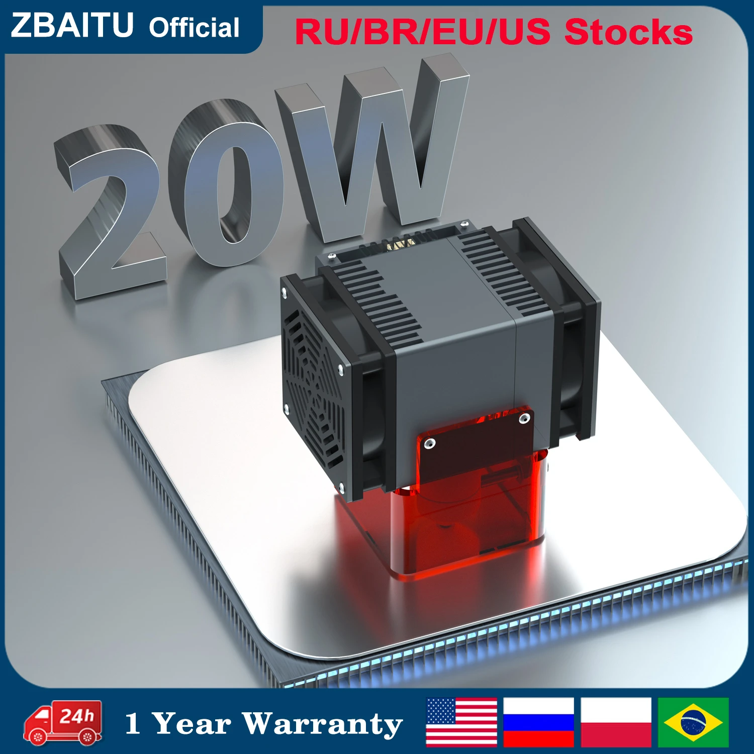 ZBAITU 20W Optical Laser Head, CNC Diode Laser Module 130W Power Air Assist FAC Lazer for ...