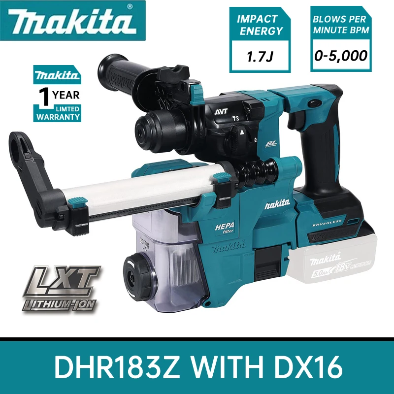Makita 오리지널 무선 로터리/해머 DHR183Z, 베어 도구, 18V 리튬 전동 공구, 다기능 DHR183, 해머 임팩트 ...