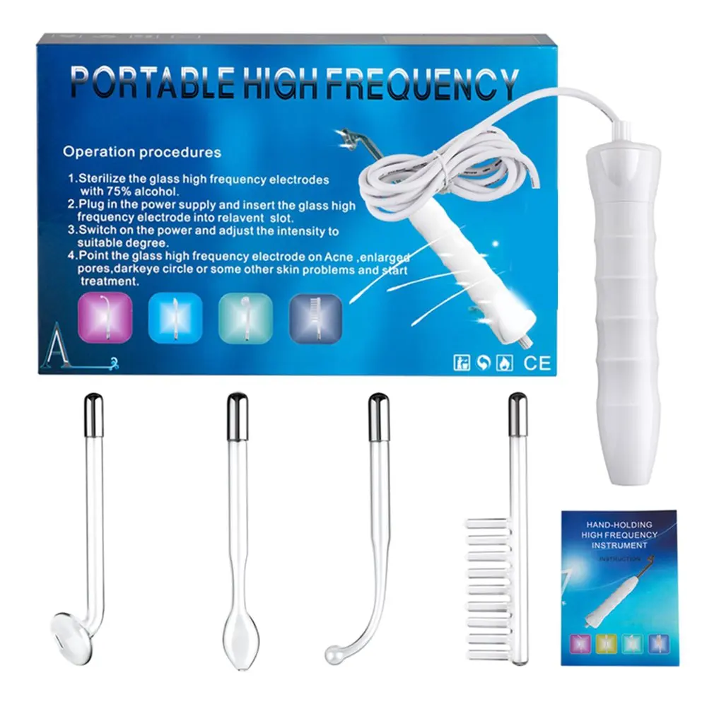 High-Frequency-Electrode-Wand-With-4-PCS-Neon-Electrotherapy-Glass-Tube ...