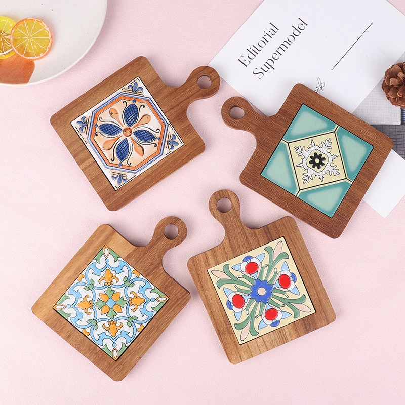 1Pc-Fashion-Retro-Solid-Wood-Tile-Insulated-Pot-Mats-Home-Placemats ...