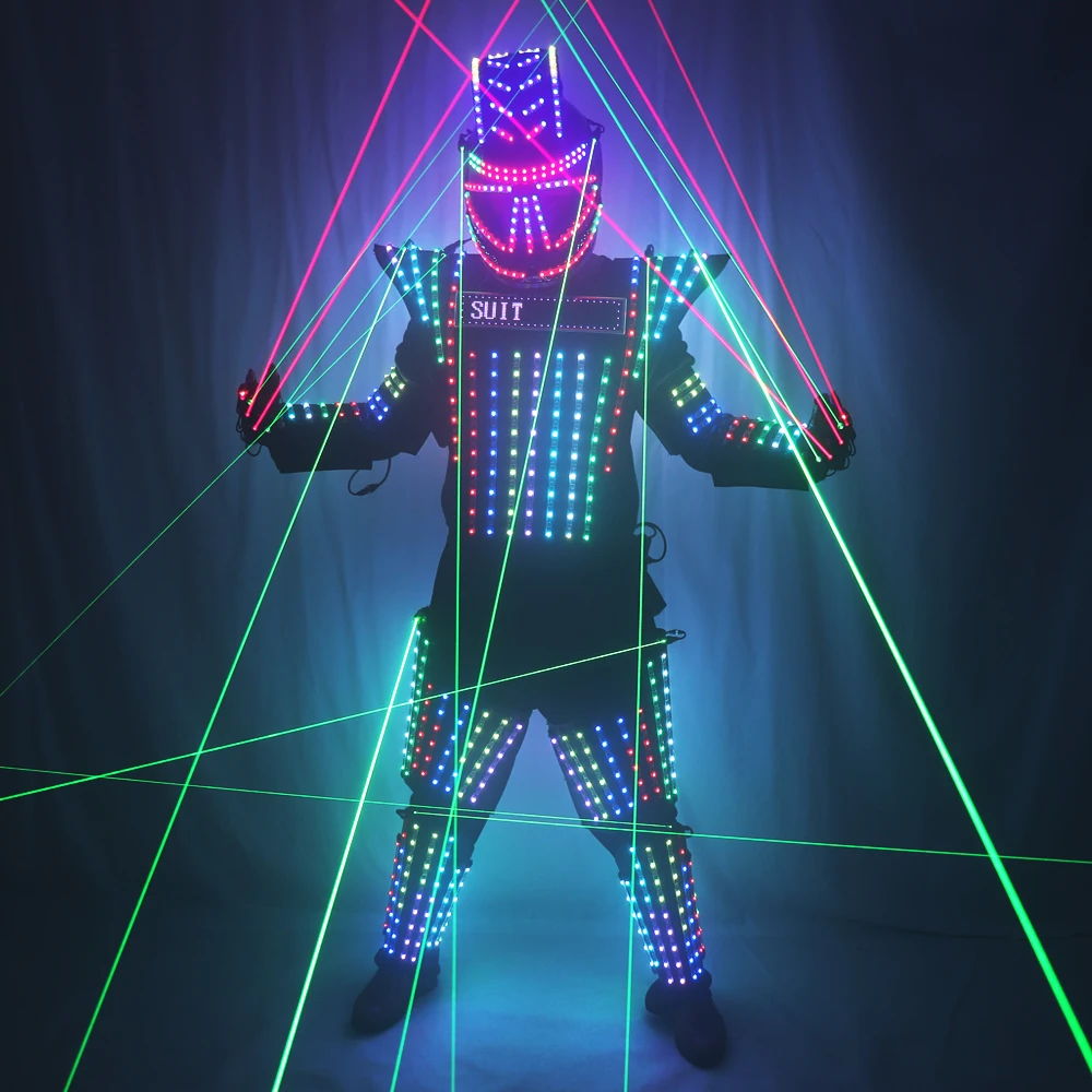 Full Color LED Robot Suit Green Laser Costume Laser Jacket Model Show ...