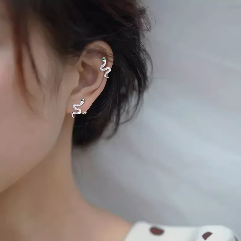 2024-925-Sterling-Silver-Women-Girl-Snake-Shaped-Puncture-Ear-Cartilage ...