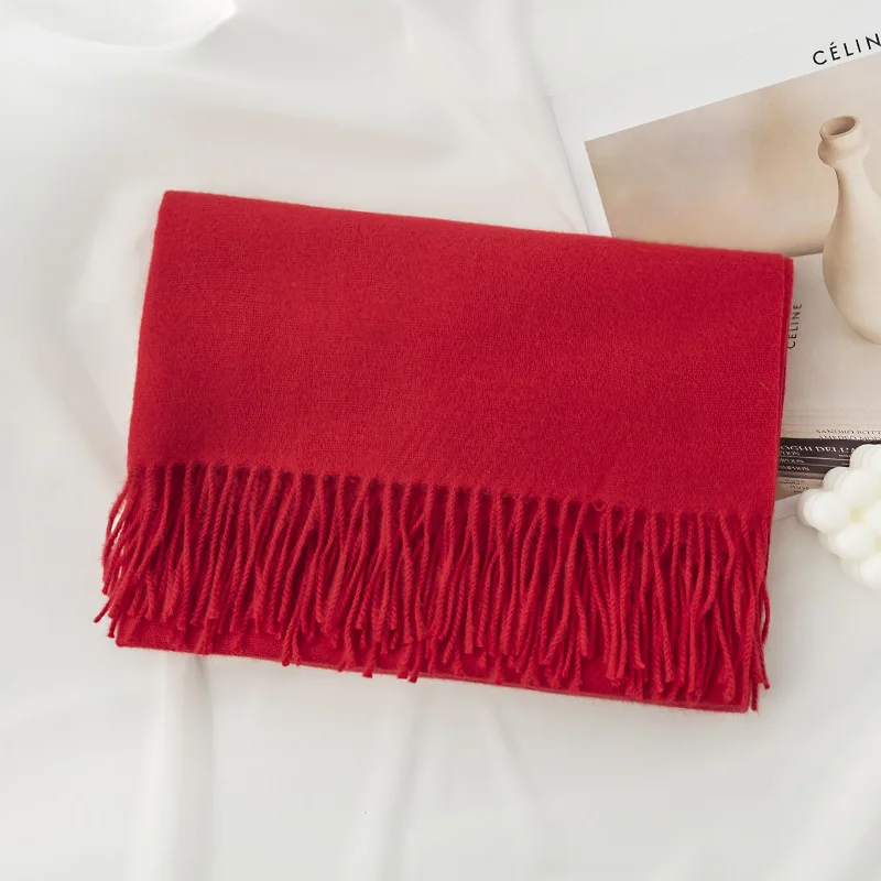 New Autumn And Winter Angora Red Scarf Lady High-End Sense of Imitation ...