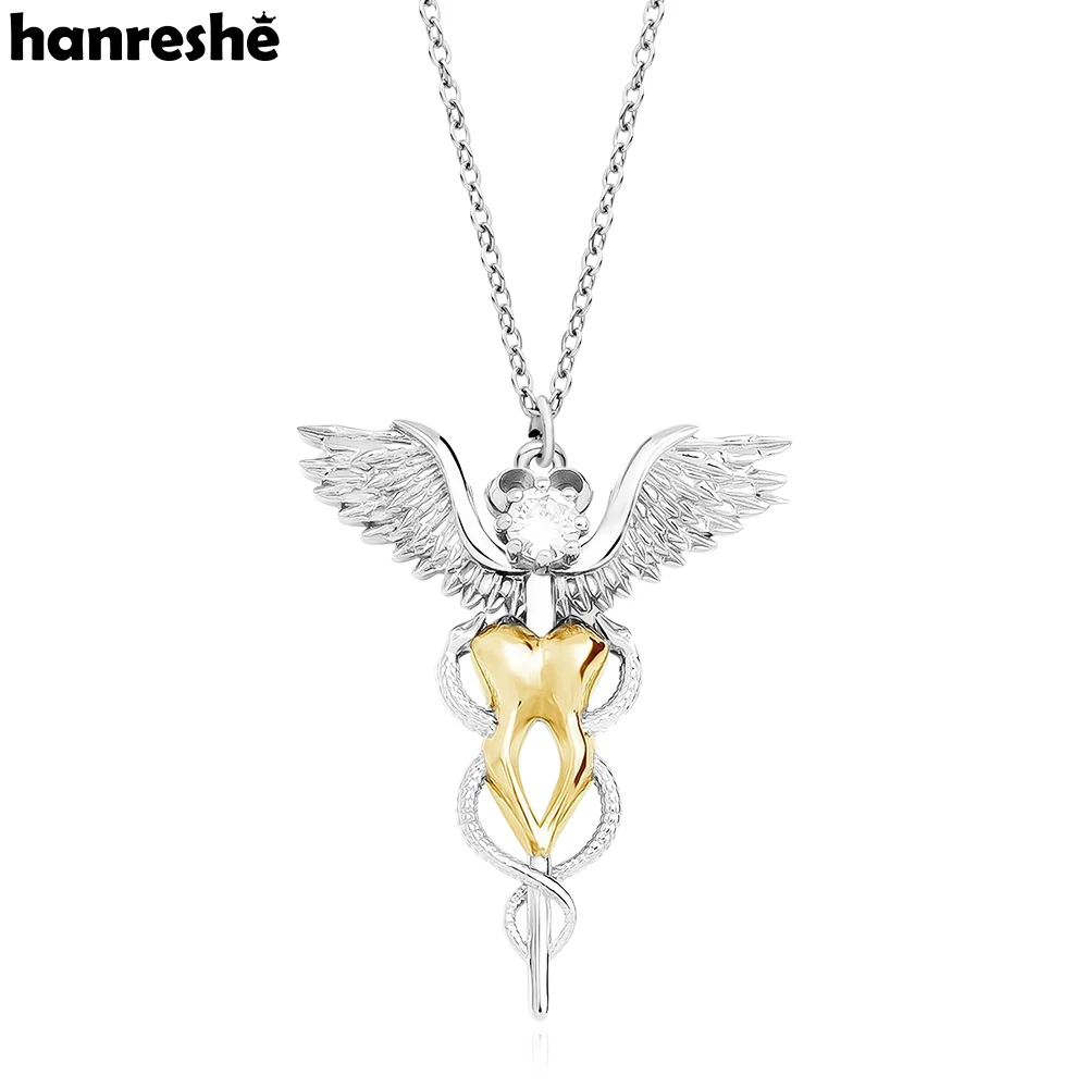 Hanreshe-Caduceus-Tooth-Pendant-Necklace-Medical-Snake-Scepter-Wings ...