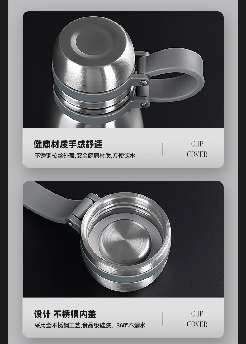 GOURDE BIDON,Red-850ml--Bouteille Thermos de grande capacité de 1100ml, en acier inoxydable 316 ...