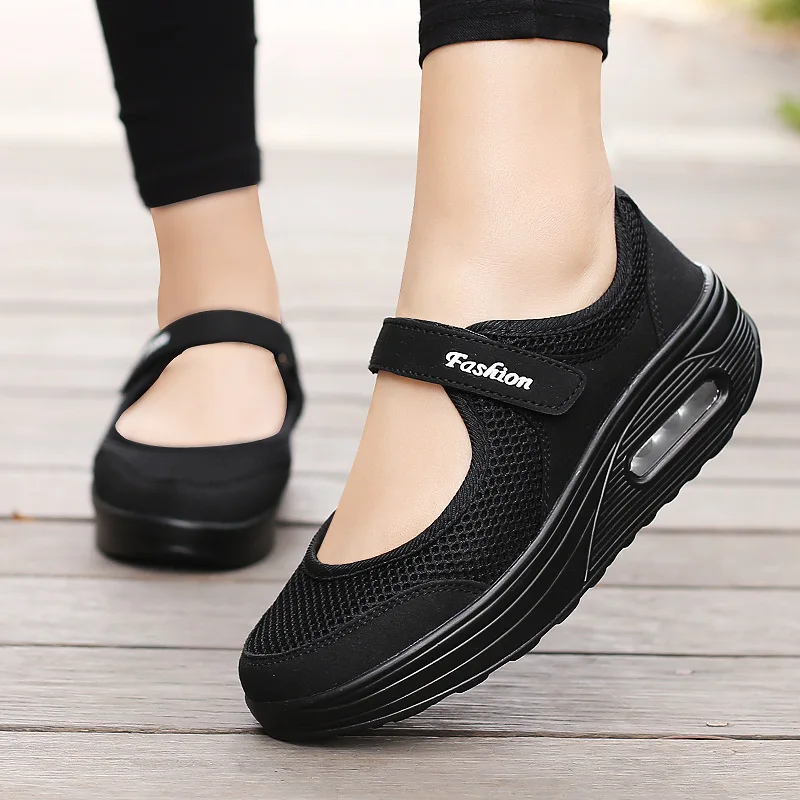 Women-Tennis-Shoes-New-Hook-Loop-Air-Cushion-Shoe-Non-slip-Sole ...