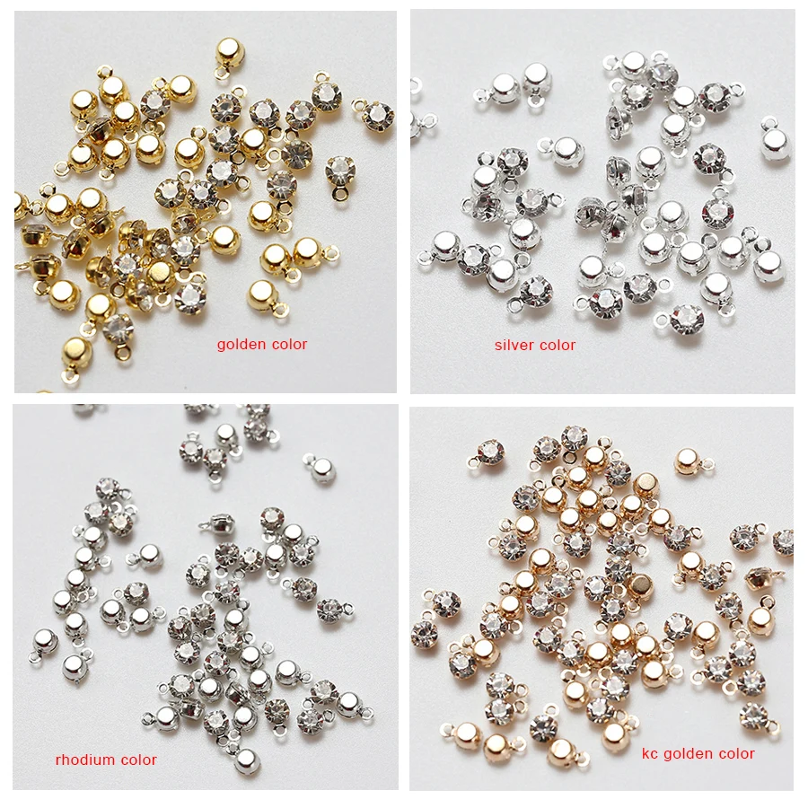 100pcs 4mm/5mm Mini Hanging Round Glass Rhinestones Crystal Strass Drop ...