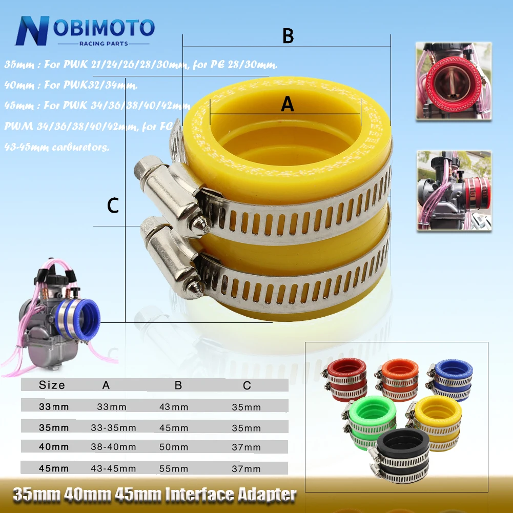 Motorcycle-Carburetor-Rubber-Adapter-Inlet-Intake-Pipe-33mm-35mm-40mm ...