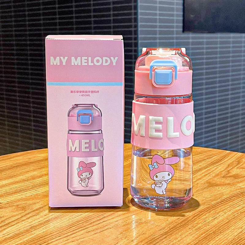 Sanrio Plastic Cup 490ML Kids Cute Cup Plastic My Melody Students Outdoor Sports Water Bottle ...