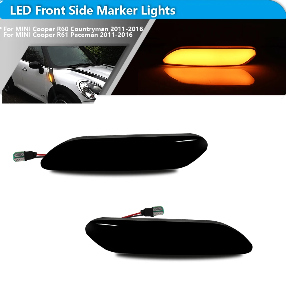 2pcs 3D Optic LED Fender Front Side Marker Blinker Lights For MINI ...