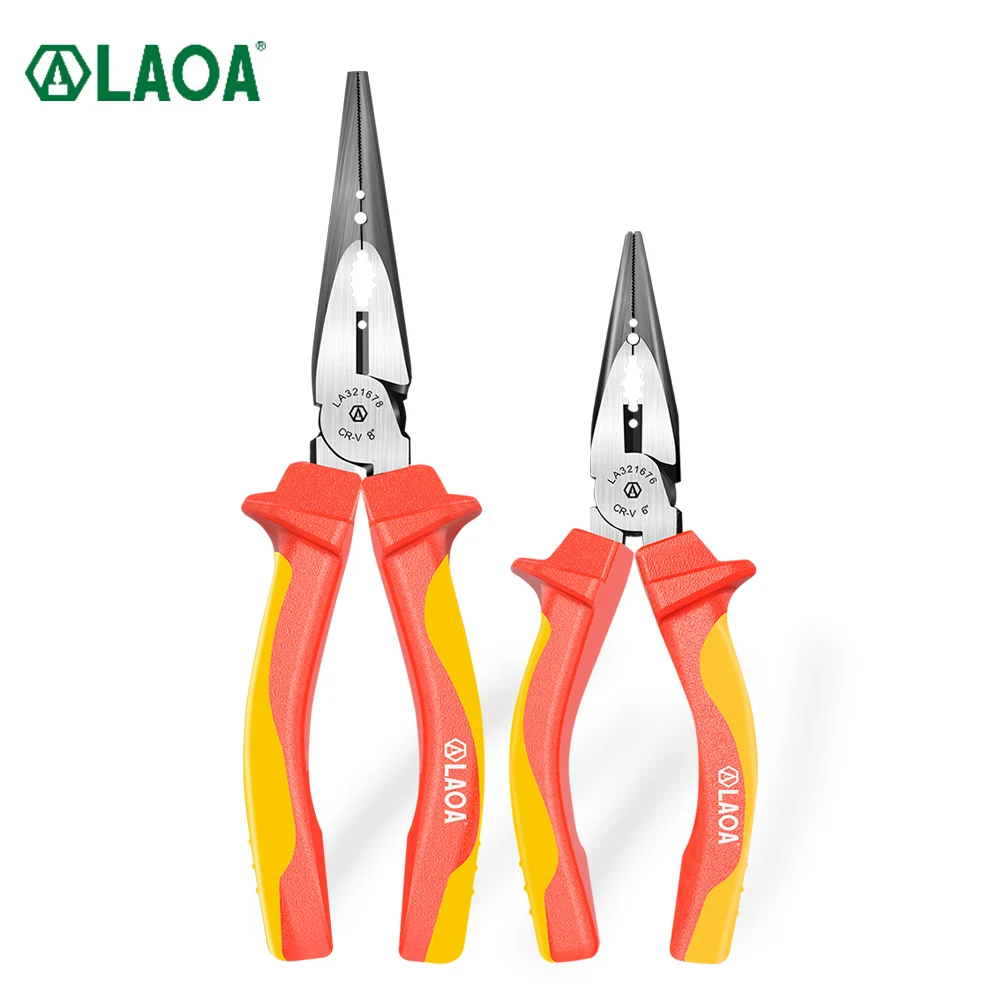 LAOA-Insulated-Pliers-VDE-6-8-Needle-Nose-Pliers-Multifunction-Wire-Stripping-Cut-Diagonal ...
