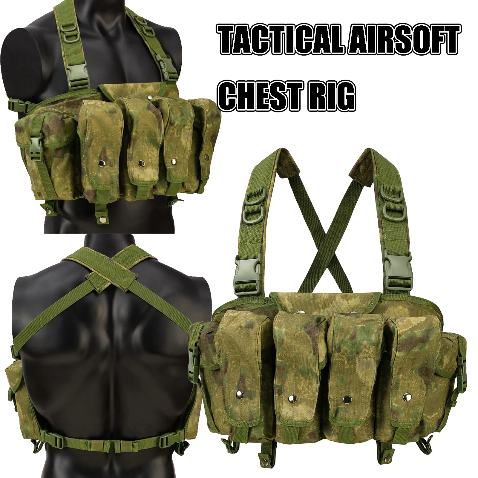 Men Tactical Airsoft AK Chest Rig Adjustable Tactical Vest Chest Rig ...