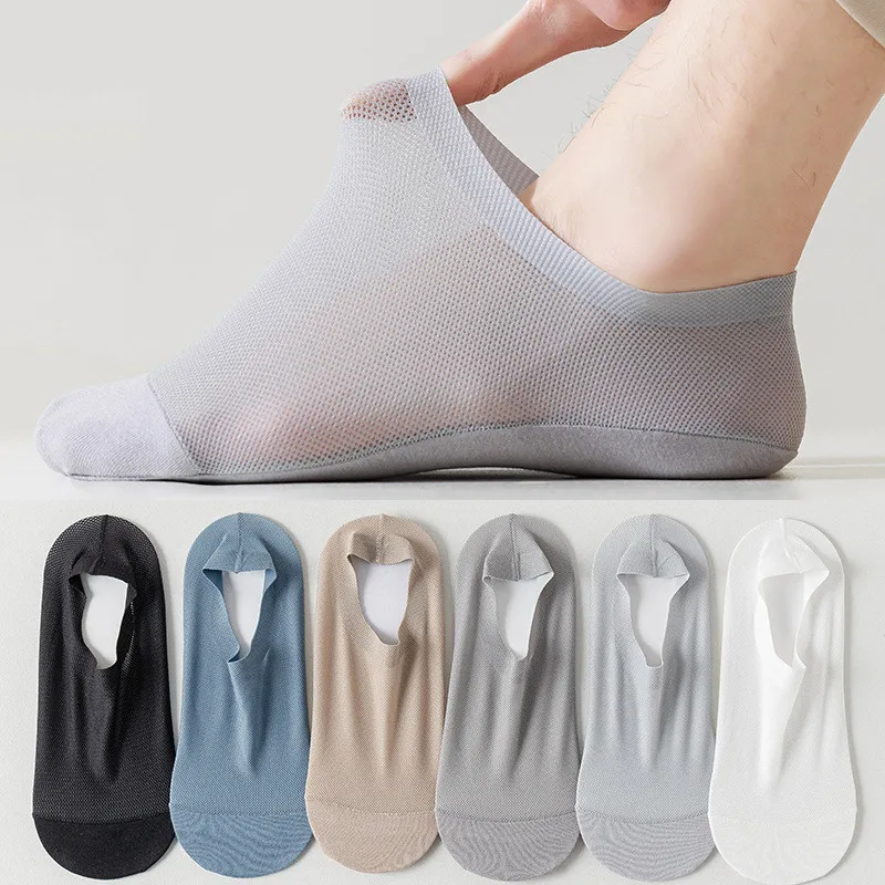 Summer-Mens-Invisible-No-Show-Socks-Silicone-Non-slip-Low-Cut-Socks-Men ...