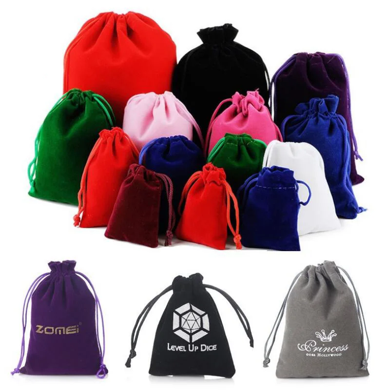 100pcs/Lot Flannel Drawstring Velvet Bags Jewelry Pouches 5x7 7x9 8x10 ...