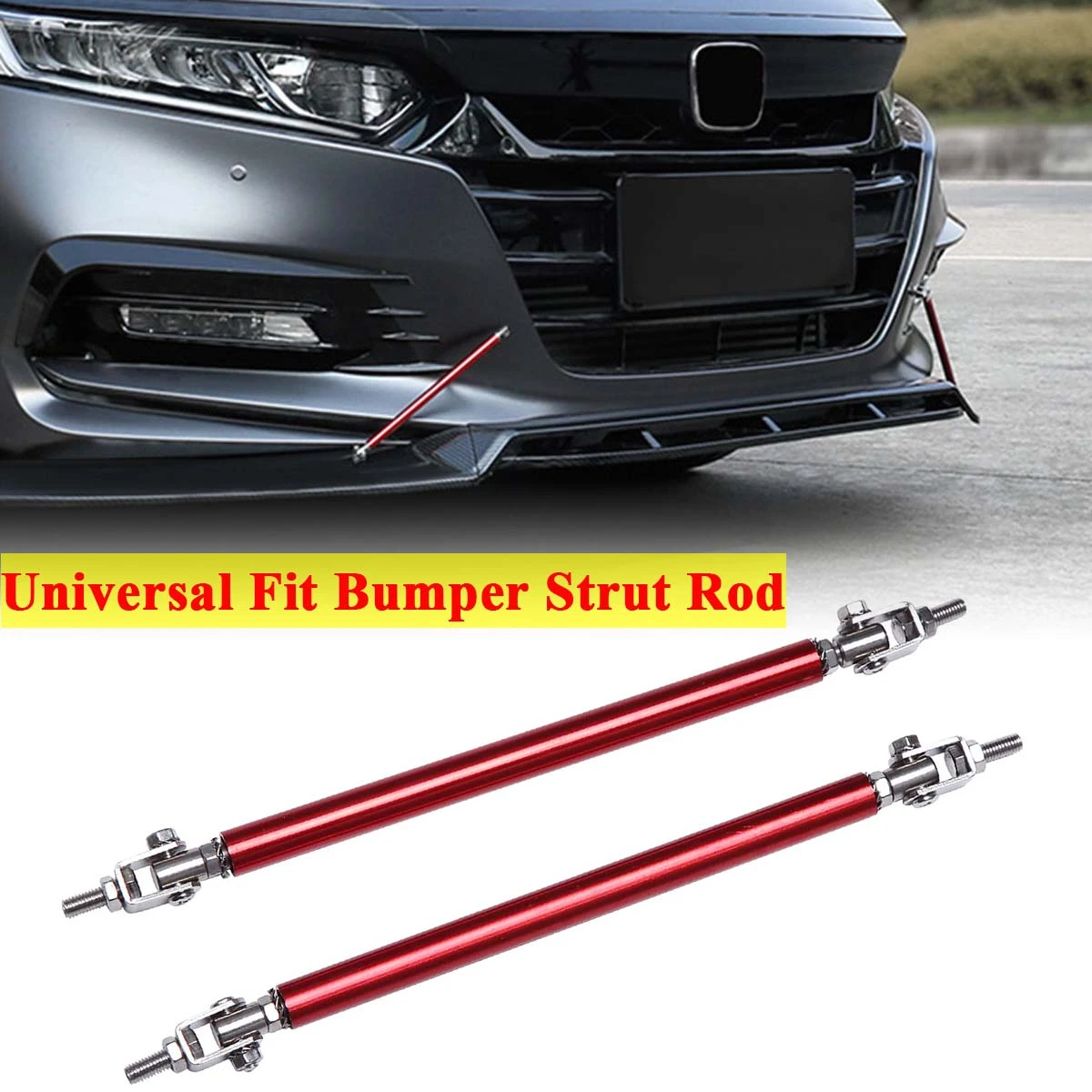 Universal Front Bumper Lip Splitter Spoiler Strut Rod Tie Support Bar ...