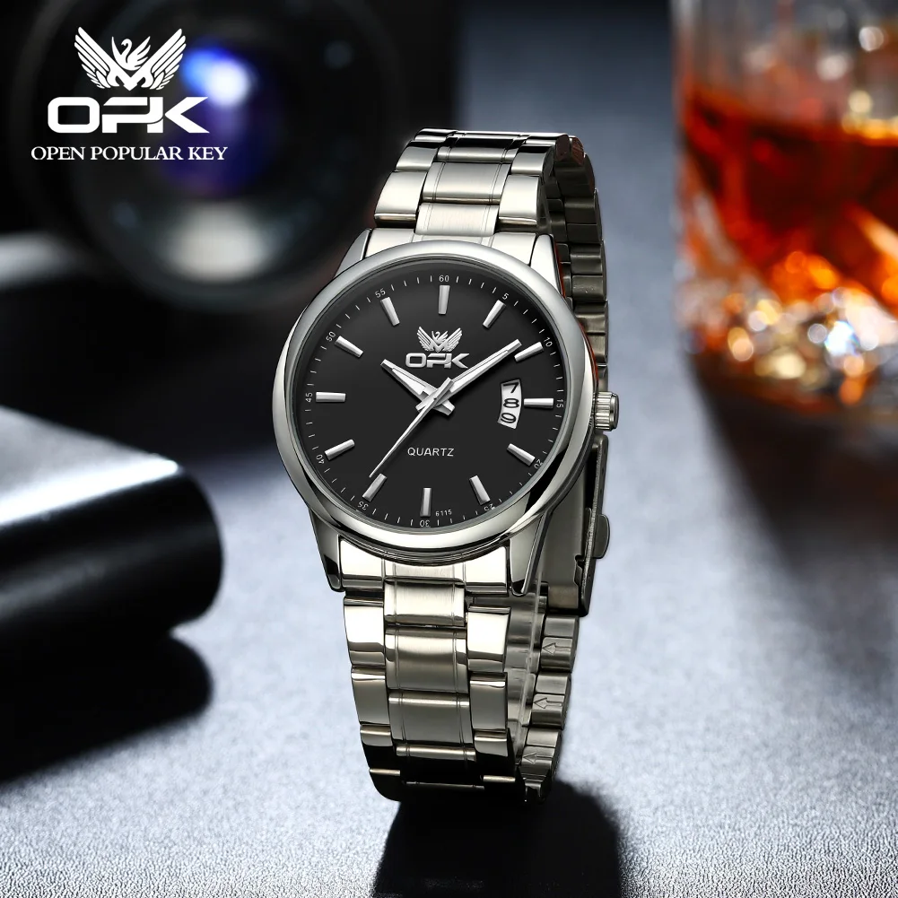 OPK-6010-Classic-Quartz-Watch-for-Men-luminoso-imperme-vel-a-o-inoxid ...