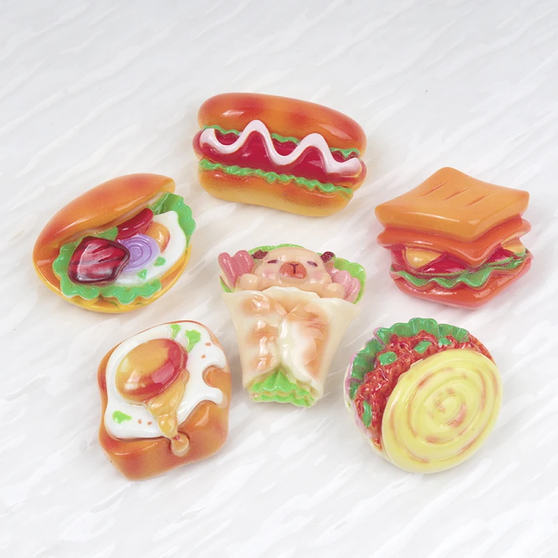 10/100pcs Resin Hamburg Bread Sakura Dessert Pastry Simulation Food Art ...