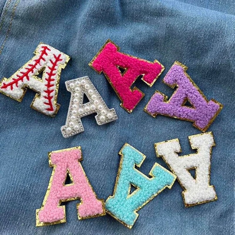 Initial-Patch-Stick-on-Applique-Letter-Embroidered-Chenille-Patches-For ...