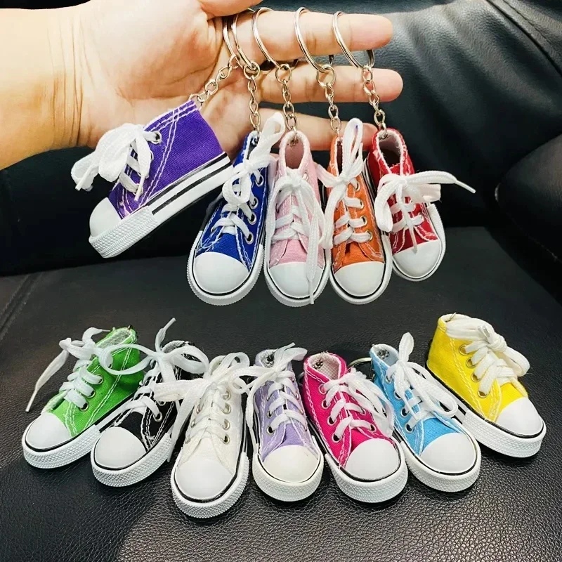 3D Canvas Sneaker Tennis Shoe Keychain Blue Pink Black White Sports ...