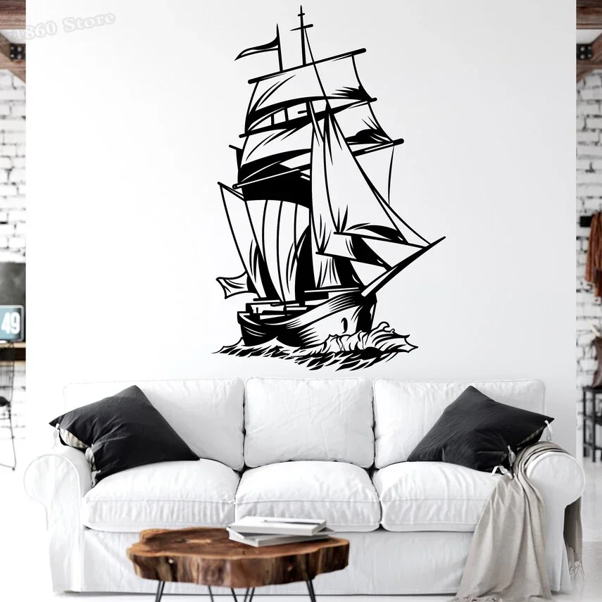 Nautical-Ship-Wall-Decal-Boat-Decor-Sailboat-Ship-Wall-Stickers-Vinyl ...