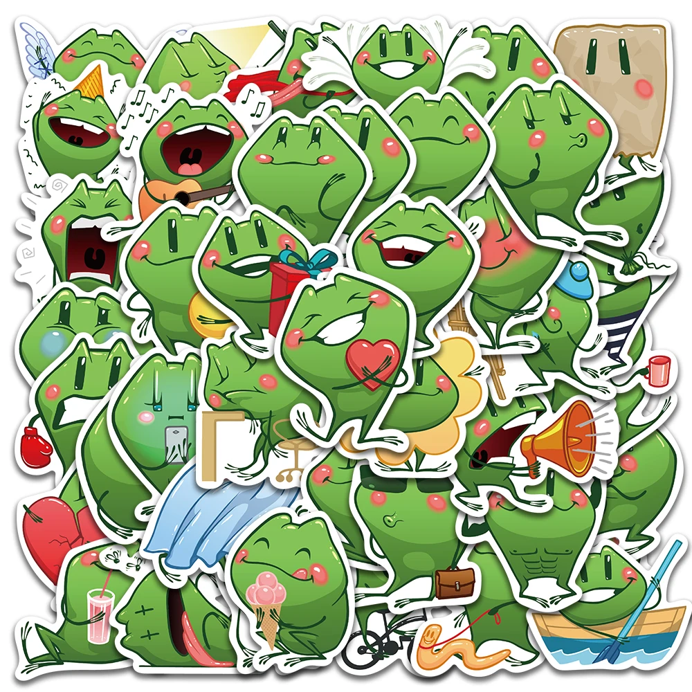 10/44PCS Cute Green Frog Cartoon Stickers Decals for Photo Album ...