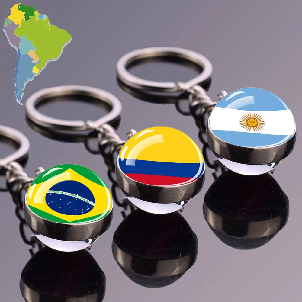 National-Flag-Keychains-South-America-Countries-Flag-Glass-Ball-Key ...