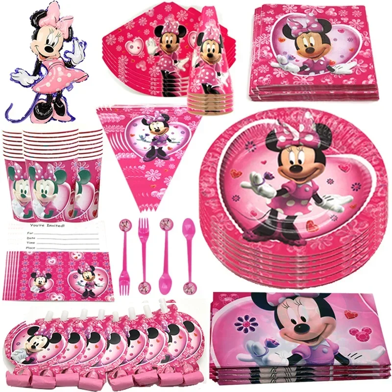Minnie-Mouse-Girls-Birthday-Party-Decorations-Disposable-Tableware-Set ...