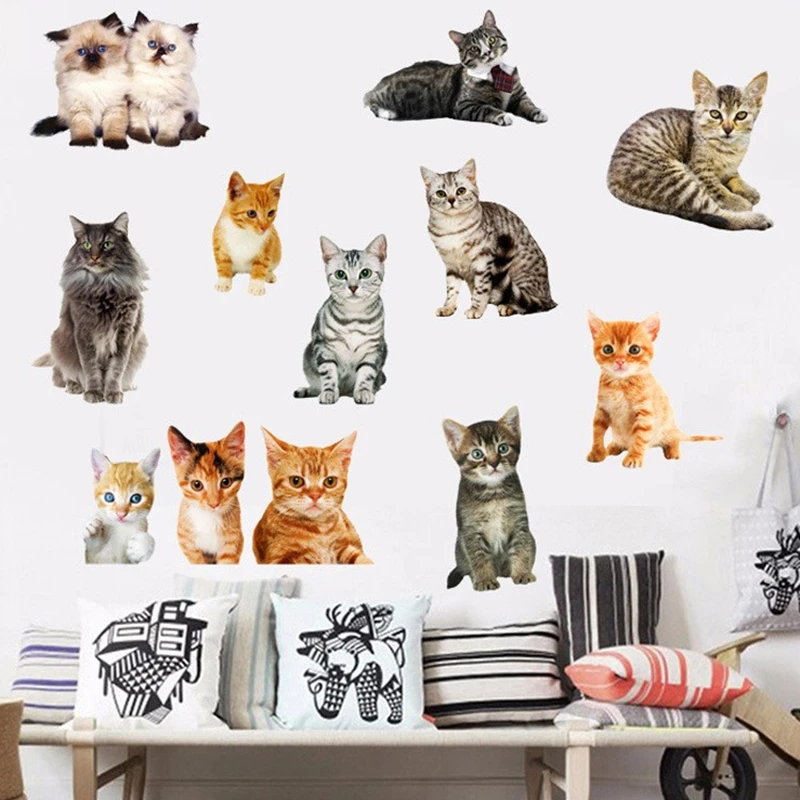 So Cute Cat Kitty Vinyl Wall Stickers Rooms Decoration for Home Pet ...