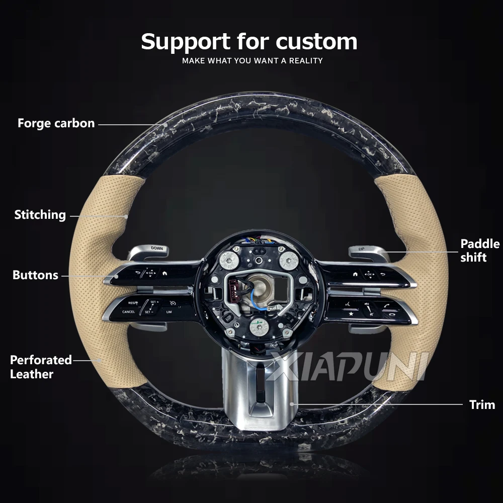 Forged Carbon Fiber Steering Wheel For Benz Mercedes AMG SL 2022 /GLC ...