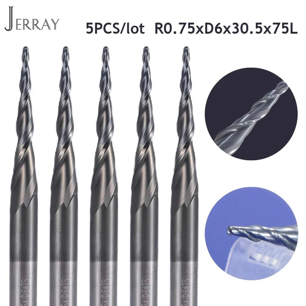 Jerray-5pcs-lot-R0-75-D6-30-5-75L-Double-Edge-Tapered-ball-Nose-milling ...