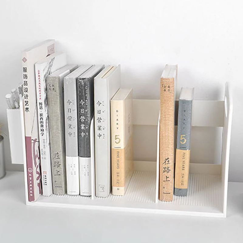 Abs White Desktop Bookends With Pen Holder Box Desk Books File Bookend ...