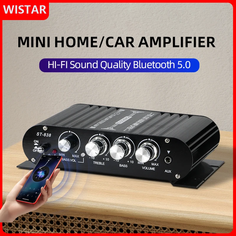 ST-838 HiFi 2.1 Channel Power Amplifier Bluetooth-compatible 5.0, 20Wx2 ...