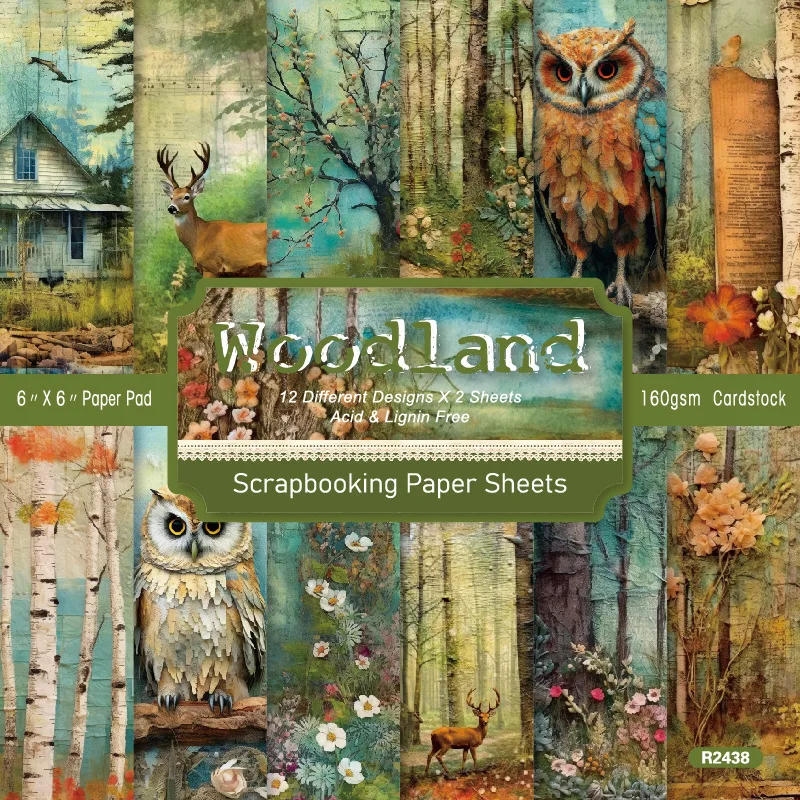 24-sheets-6-X6-Woodland-Scrapbook-paper-Scrapbooking-patterned-paper ...
