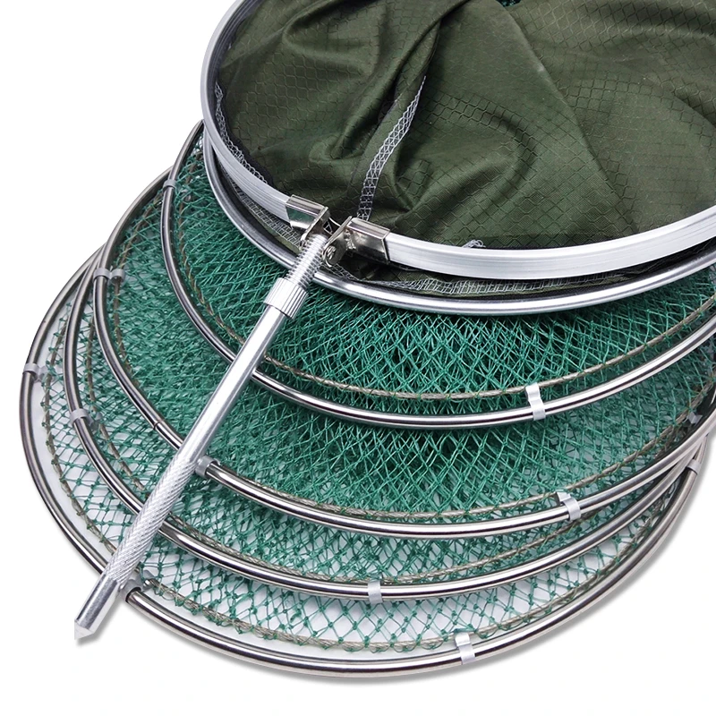 Hand-woven-Fish-Basket-Nylon-Line-Stainless-Steel-Rings-Fishing-Net-Bag ...
