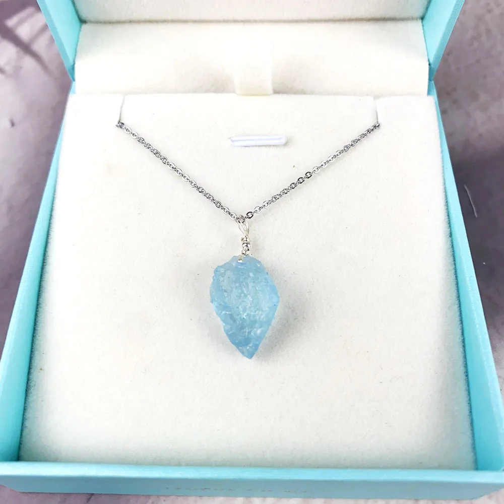 Real-Natural-azul-Aquamarine-pingente-j-ias-de-cristal-berilo-cru ...