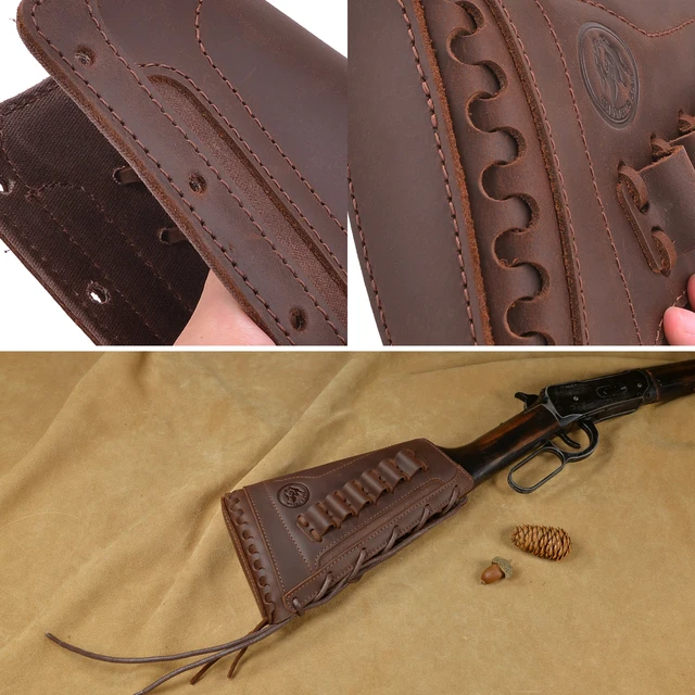 Leather Buttstock Cheek Pad Leather Rifle Stock Cover With Cheek Pad ...