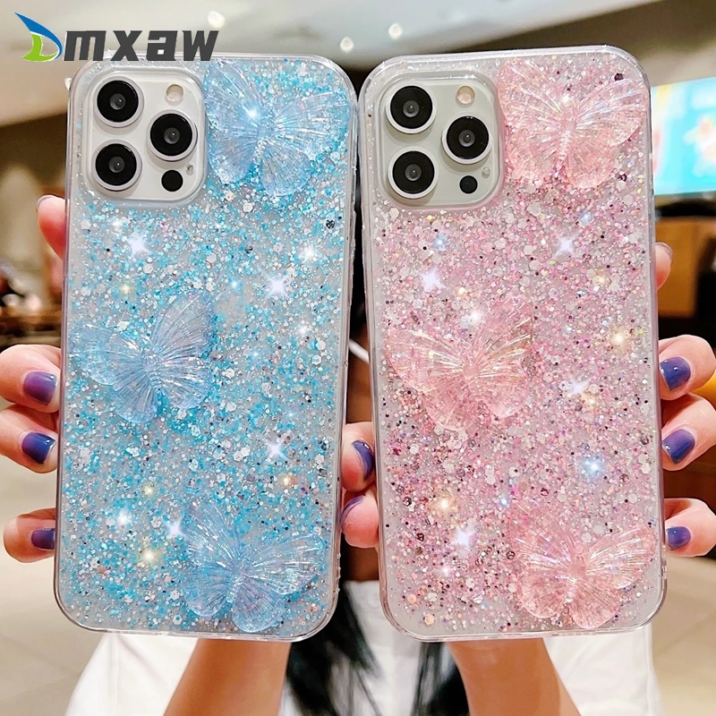 Butterfly Glitter Case For Realme C35 9i 9 8 8i 7 5 Pro C21 C20 C15 C12 ...