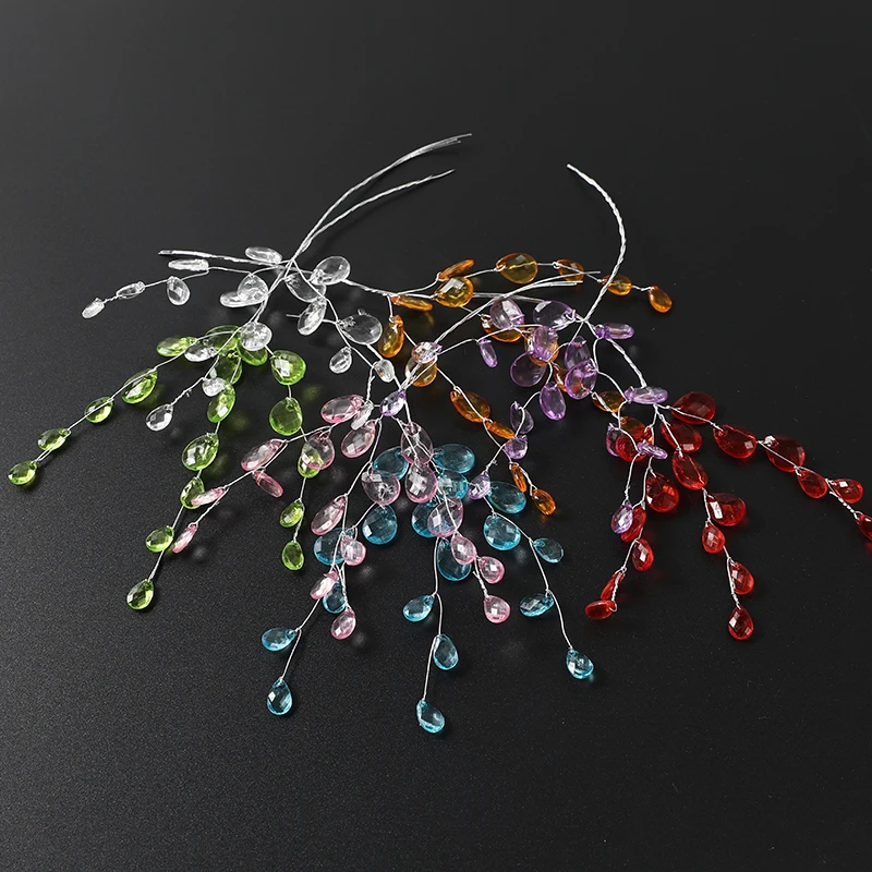 10Pcs-Acrylic-Crystal-Bead-Leaves-Branch-Artificial-Flower-For-Hairpair ...