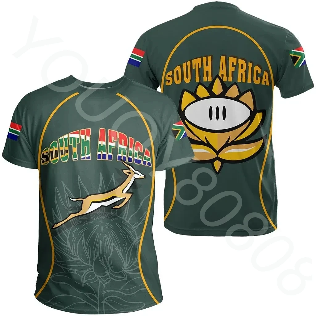 New-Africa-T-Shirt-South-Africa-Tee-Gel-Style-Green-Print-Casual-Round ...