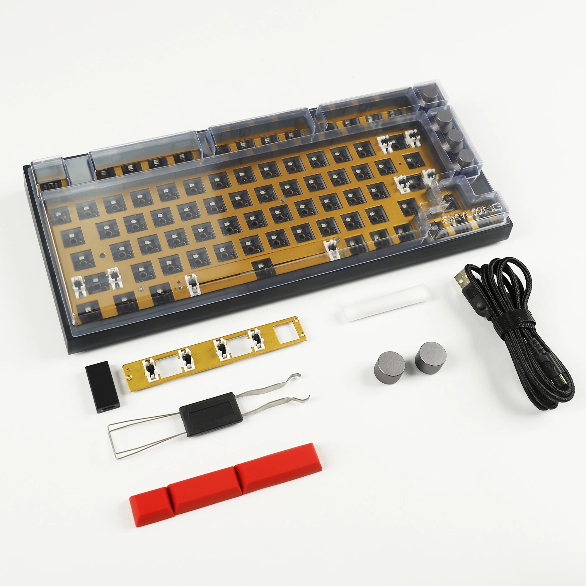 GK75 Hot Swappable Macro บลูทูธแป้นพิมพ์แบบมีสาย Triple โหมด4ลูกบิด ...