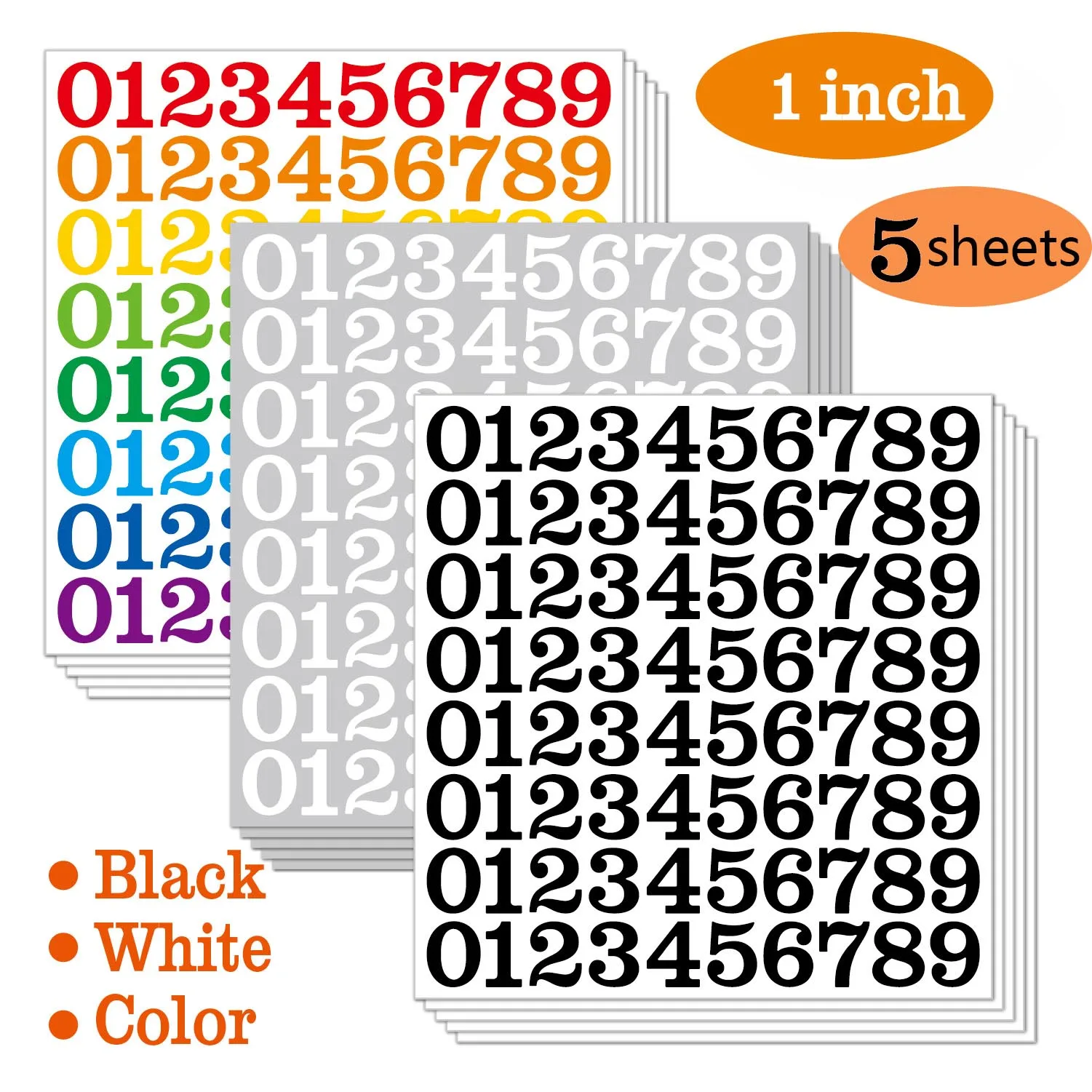 5-Sheets-Arabic-Number-Stickers-1-Inch-Number-Stickers-Waterproof-Vinyl ...