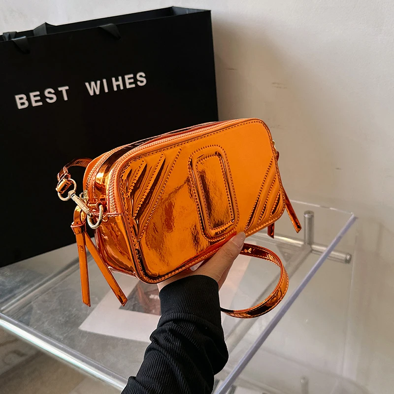 Specular-Shading-Simple-Lettering-Contrasting-Small-Square-Bag ...