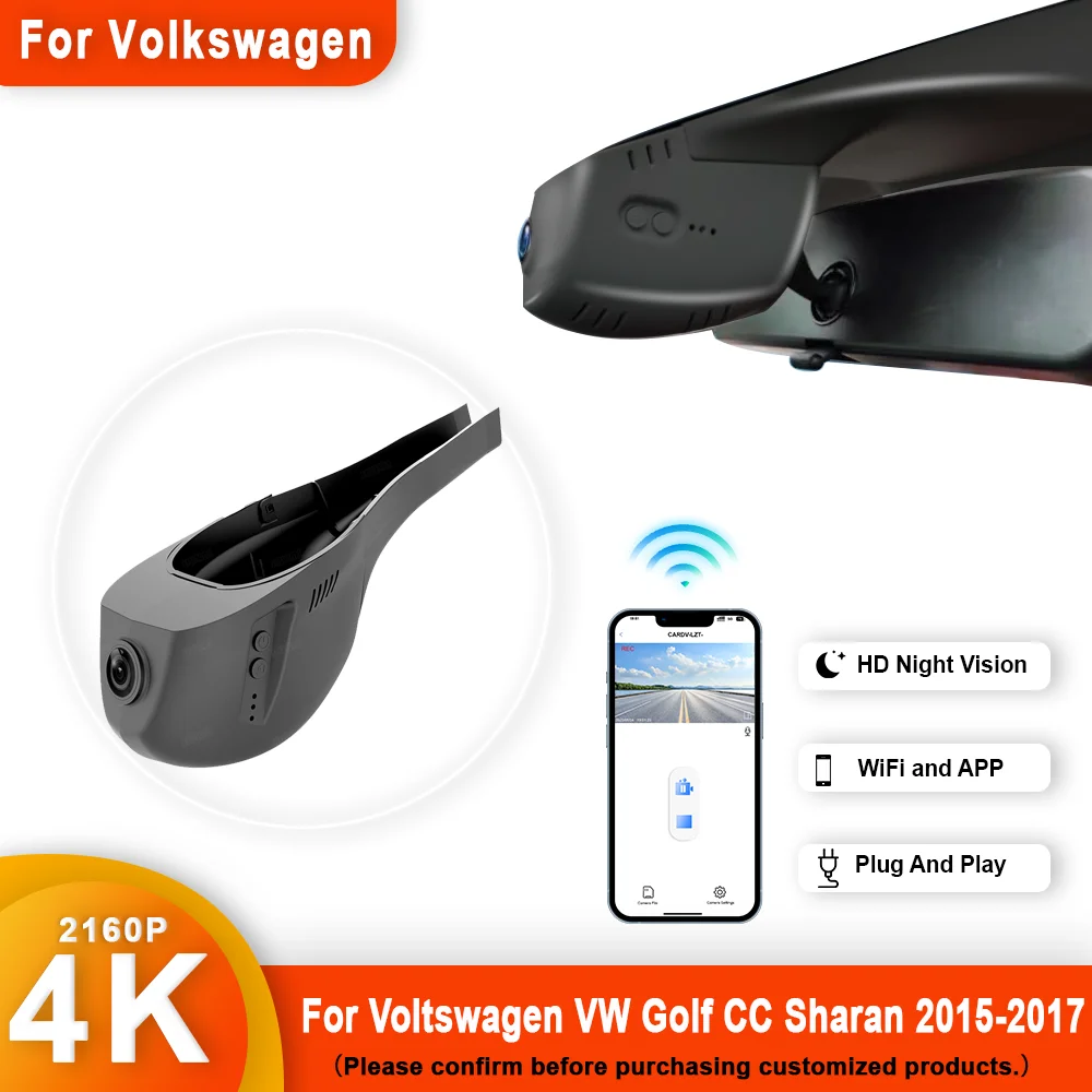 Plug and Play 4K HD WIFi Car DVR Video Recorder Dash Cam For Voltswagen ...