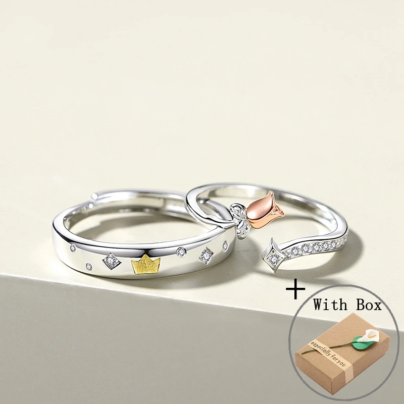 Silvology-Real-925-Sterling-Silver-Crown-Little-Prince-Rose-Flower-Couple-Rings-for-Women-Men ...