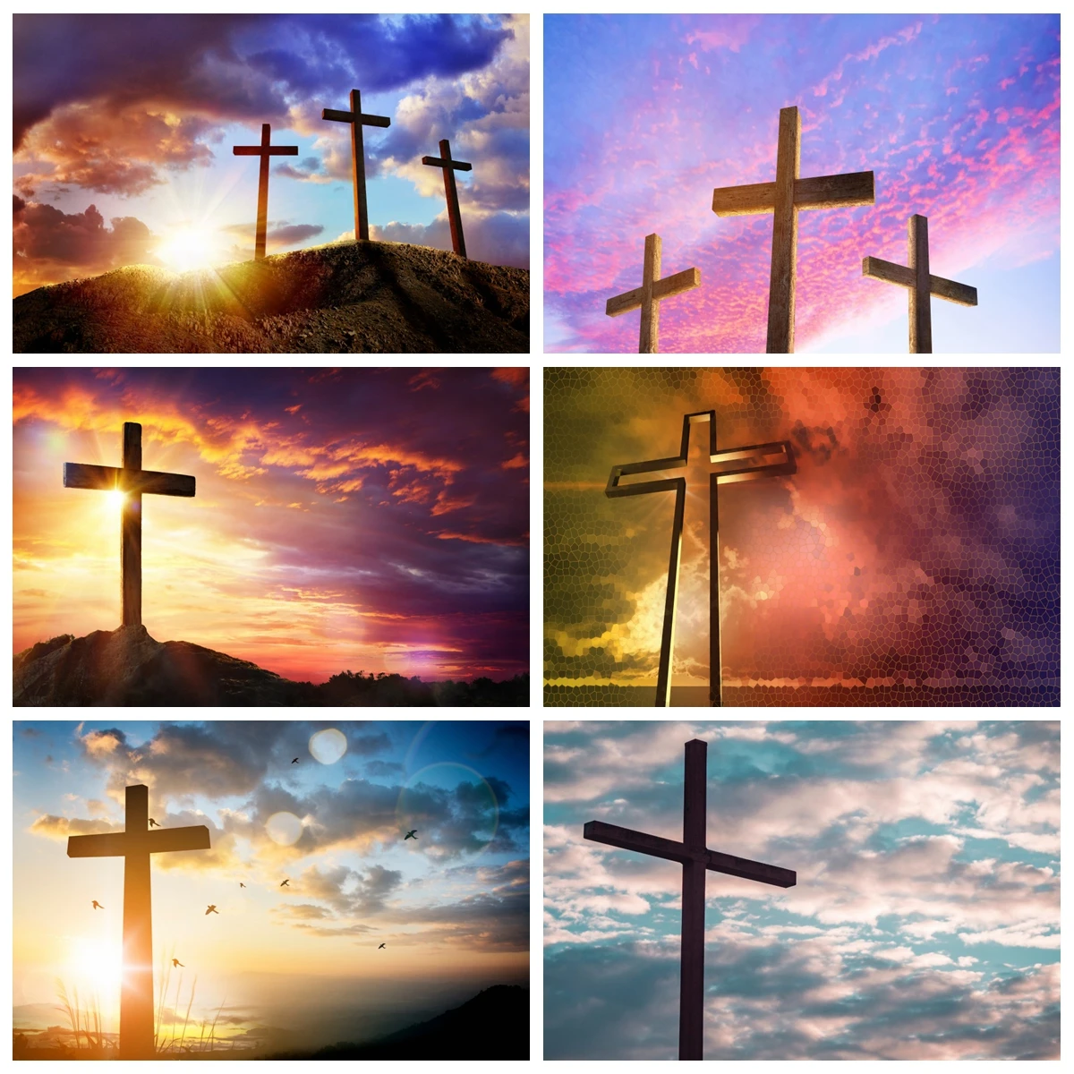 Jesus Christ Cross Photography Backdrop Nativity Holy Crucifix Thorns ...