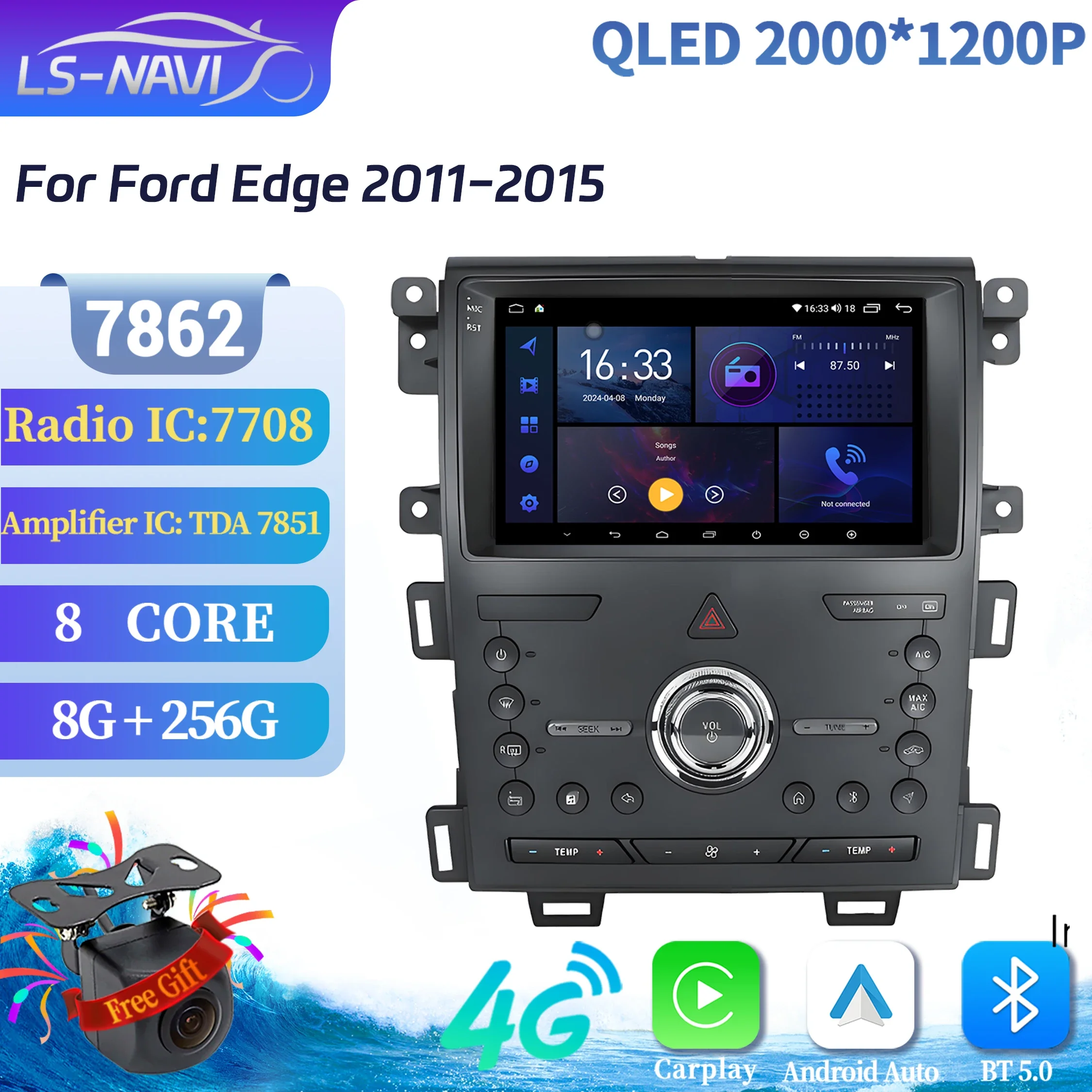 Car Radio Android 14 For Ford Edge 2011-2015 Multimedia Navigation ...