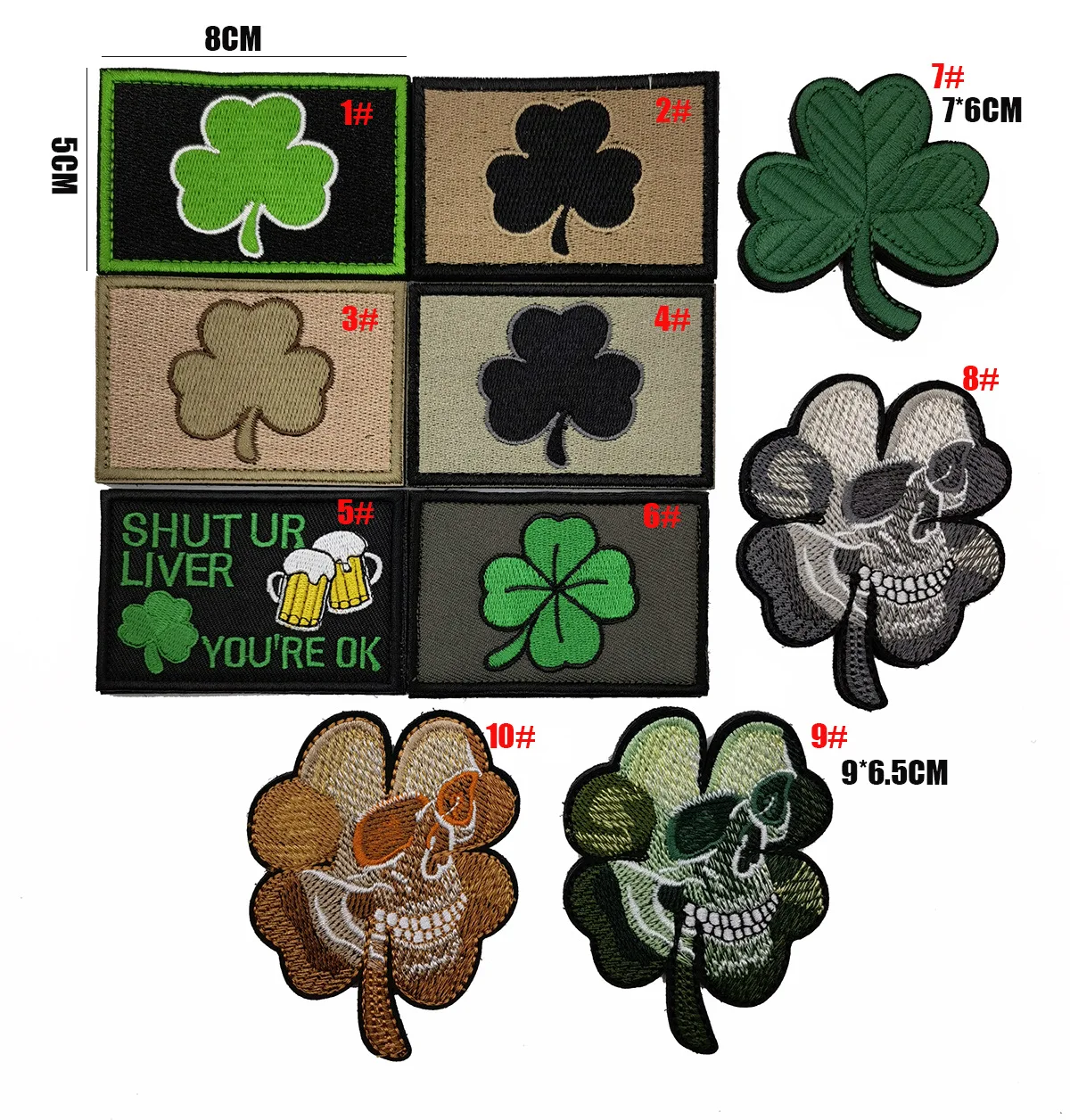 Four-Leaf-Trefoil-Lucky-Skull-Clover-Embroidered-Tactical-Patches ...