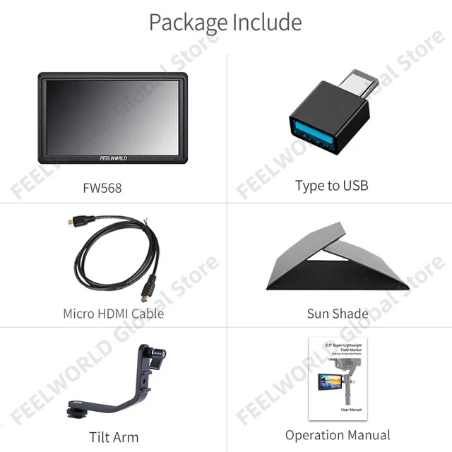 FEELWORLD FW568 V3 6 Inch DSLR Camera Monitor with Waveform LUTs Small ...