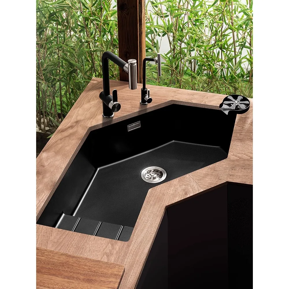 Corner-diamond-shaped-sink-large-single-slot-kitchen-irregular-granite ...